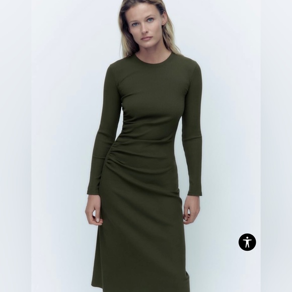 Dresses | Zara Ribbed Long Sleeve Dress | Poshmark